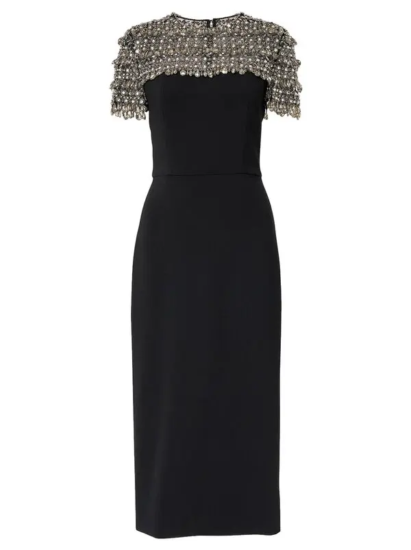 Carolina Herrera Embellished Crewneck Pencil Dress - Black Multi