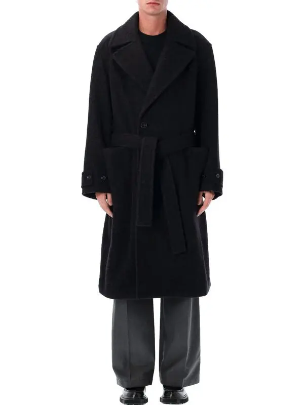 LEMAIRE Wool And Alpaca-blend Coat With Belt - Black