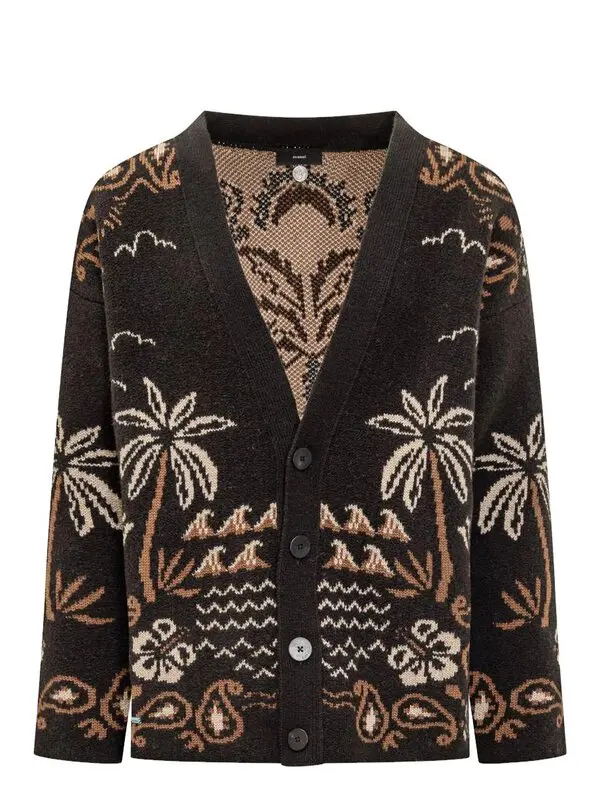 Alanui Tropical Pattern Cardigan - Black