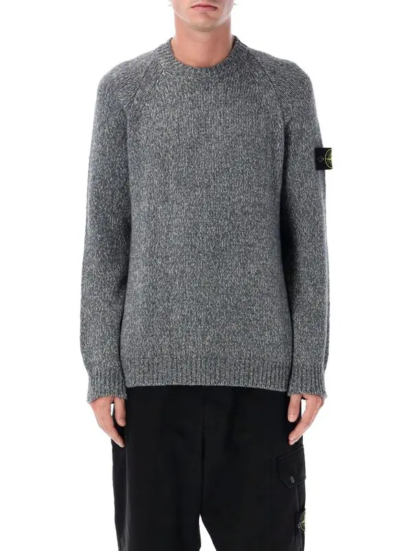 Stone Island Mouliné Wool Raglan Sweater - Grey