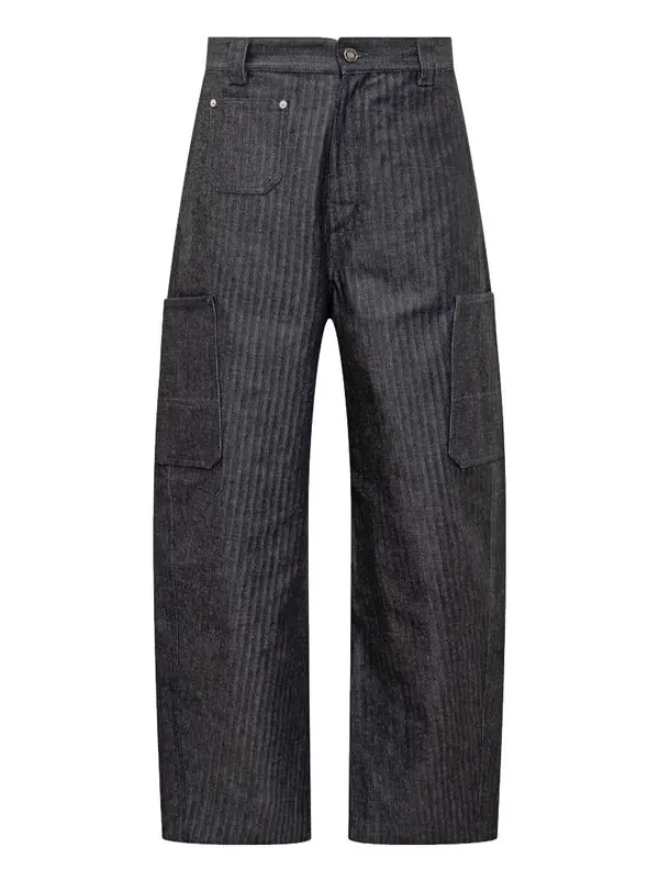 Givenchy Striped Denim Cargo Pants - Blue