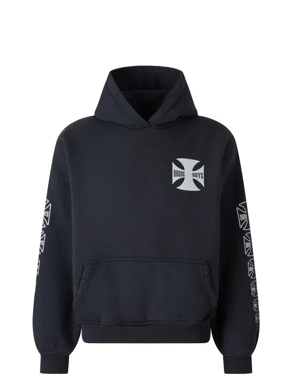 Rhude Relaxed Fit Hooded Sweatshirt - Black