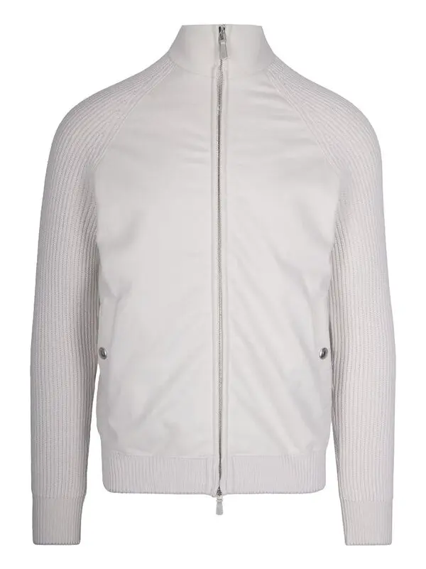 Eleventy Wool Jacket - Sand And Lt. Gray