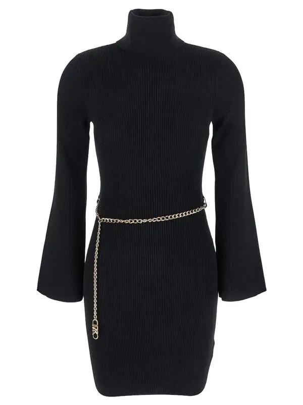 Michael Kors Mini Dress With Chain Belt - Black