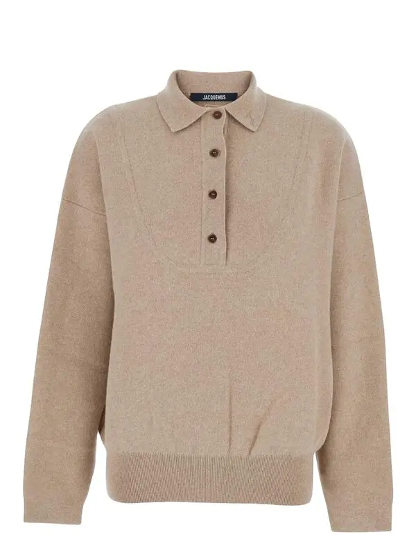 Jacquemus La Maille Vareuse Pallone Wool And Cashmere Sweater - Beige