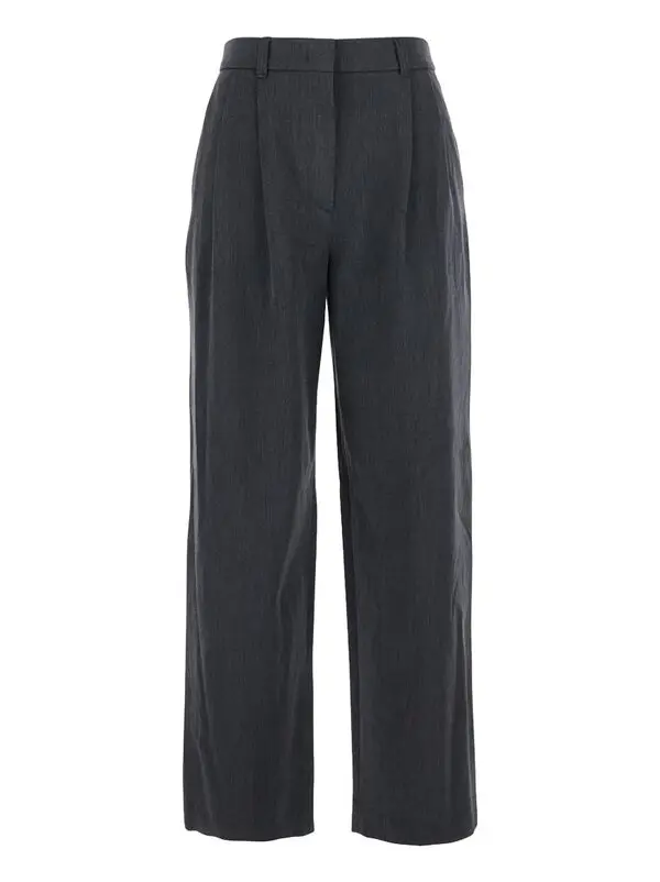 DUNST Tailored Pleated Trousers - Grey