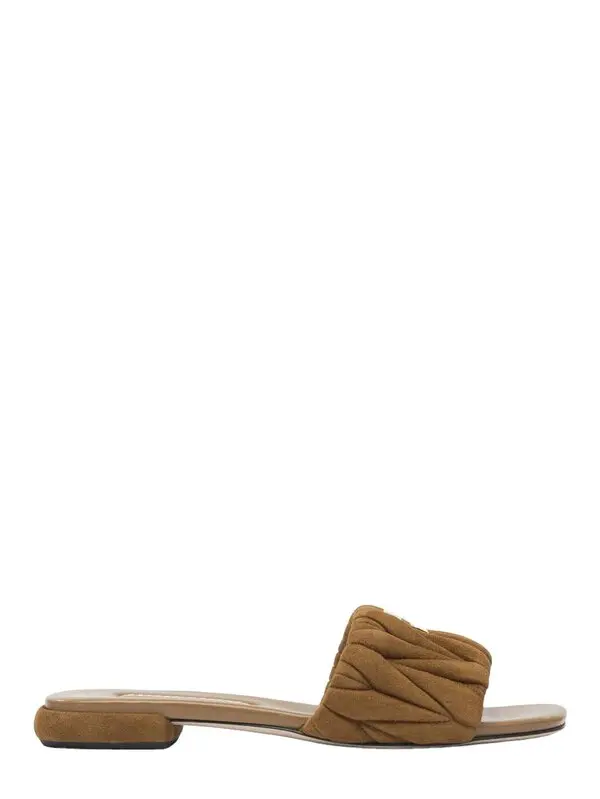 Miu Miu Quilted Nappa Leather Sandals - Brown