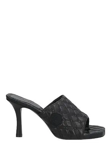 Burberry Lambskin Quilted Leather Slide Sandals - Black