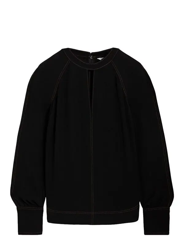 Veronica Beard Tena Cutout Cady Blouse - Black