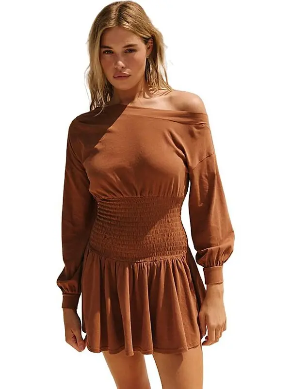 Free People Scorching Hot Long-sleeve Mini Dress - Argan Oil