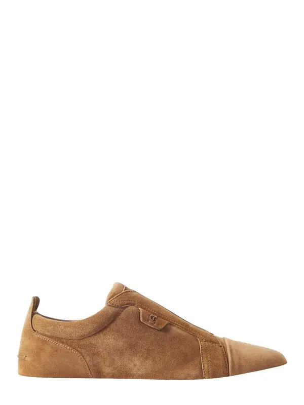 CHRISTIAN LOUBOUTIN St Louis Suede Slip-on Sneakers - Brown