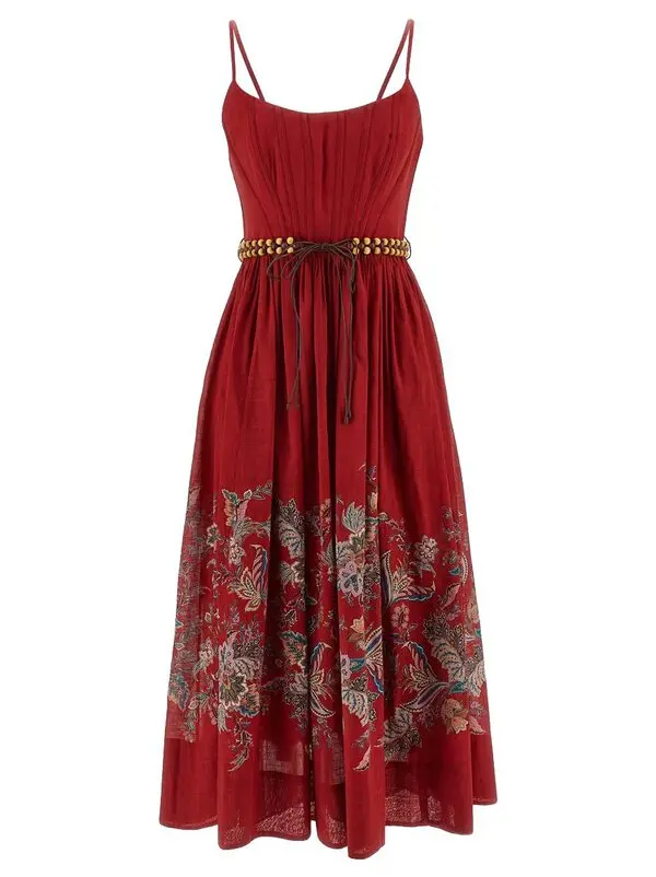 Zimmermann Rhiannon Paisley Midi Dress - Red
