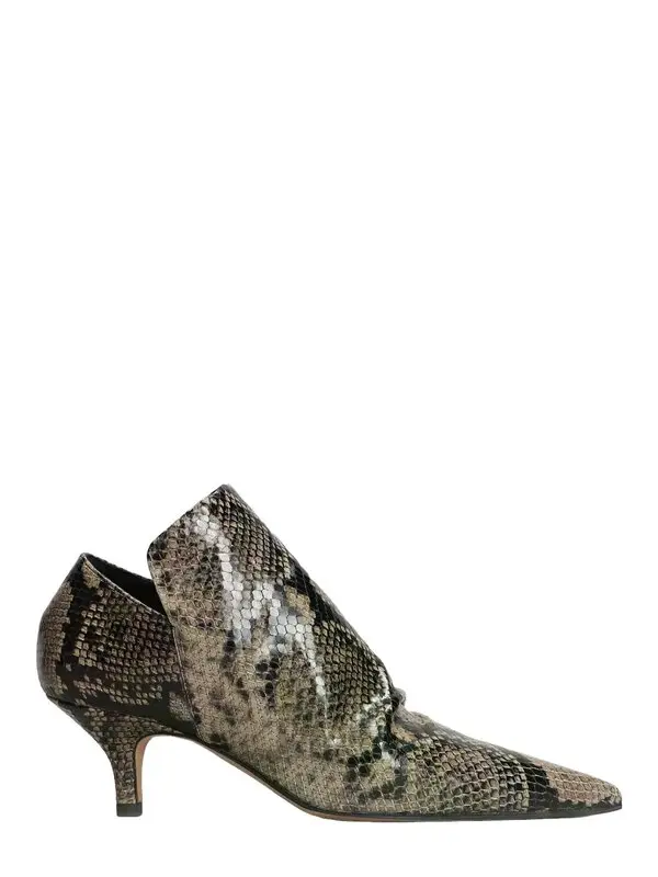THE SELLER Python-print Pointed-toe Ankle Boots - Neutrals