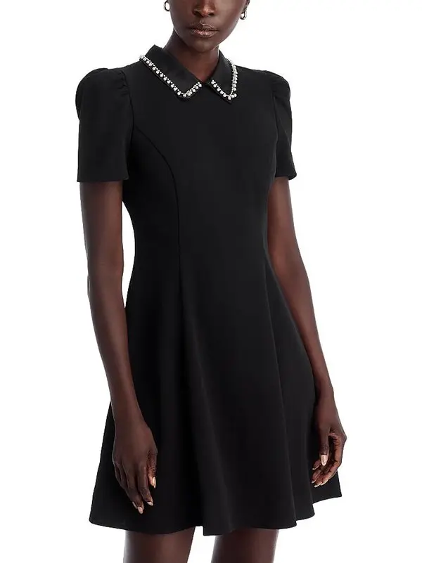 Karl Lagerfeld Paris Satin Collar Mini Dress - Black
