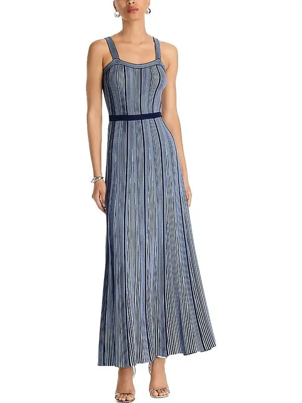 Misook X Lani Lynn Striped Knit Maxi Dress - Moonlit Navy/blue Frost