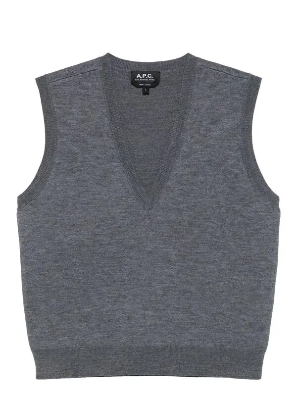 A.p.c. Ribbed Trim Gilet - Grey