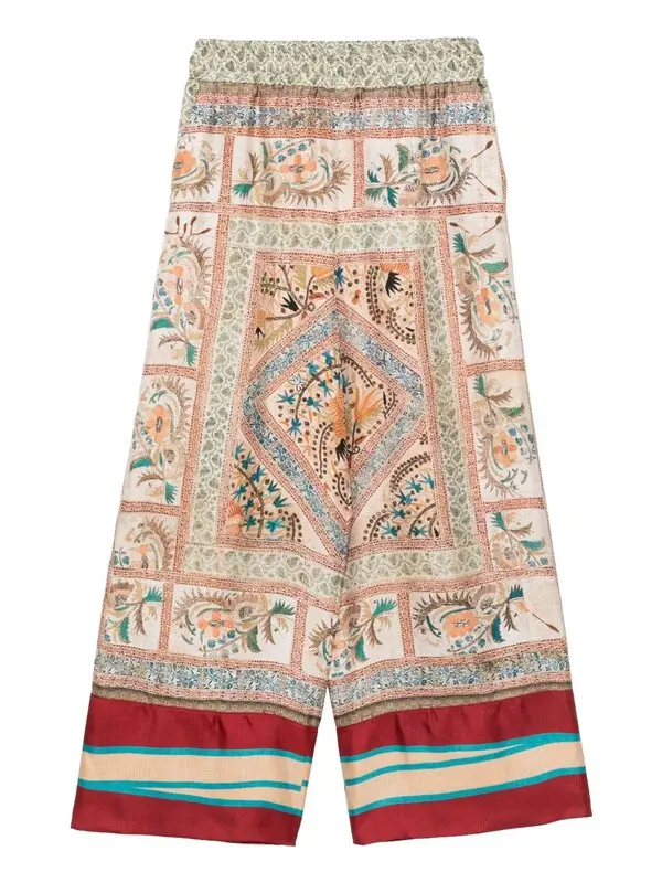 PIERRE-LOUIS MASCIA Printed Silk Trousers - Beige