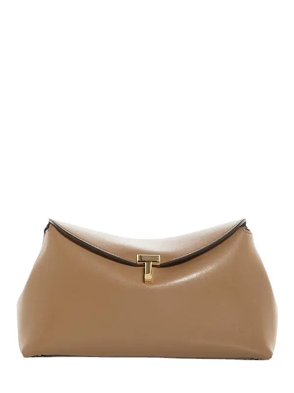 TOTÊME T-lock Smooth-leather Convertible Clutch - Medium Bone Smooth-leather