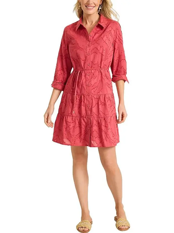 Tommy Bahama Isla Dream Long Sleeve Shirt Dress - Wild Geranium