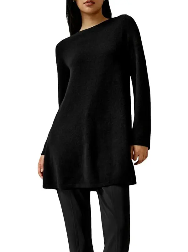 Lilysilk Cashmere Pullover Mid-length Sweater - Black