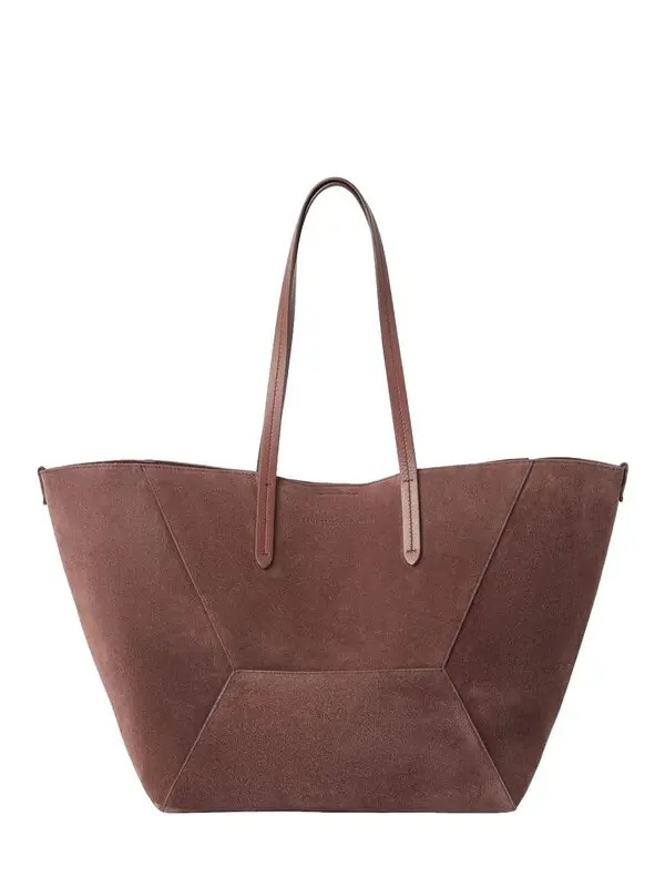 Brunello Cucinelli Suede Leather Shopper - Red