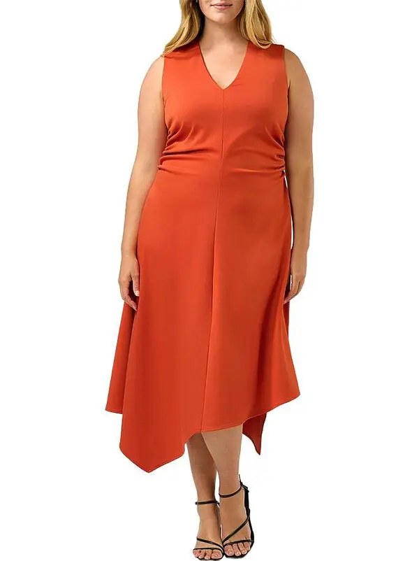 ESTELLE Carmen Ruched Dress - Tangerine
