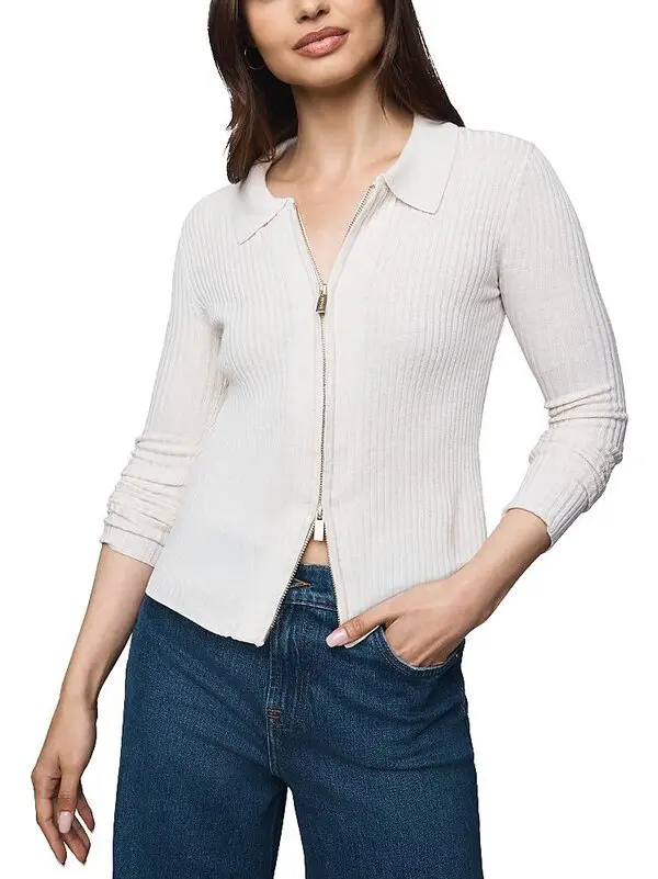 Splendid Georgie Two Zipper Sweater - Pale Oak Heather