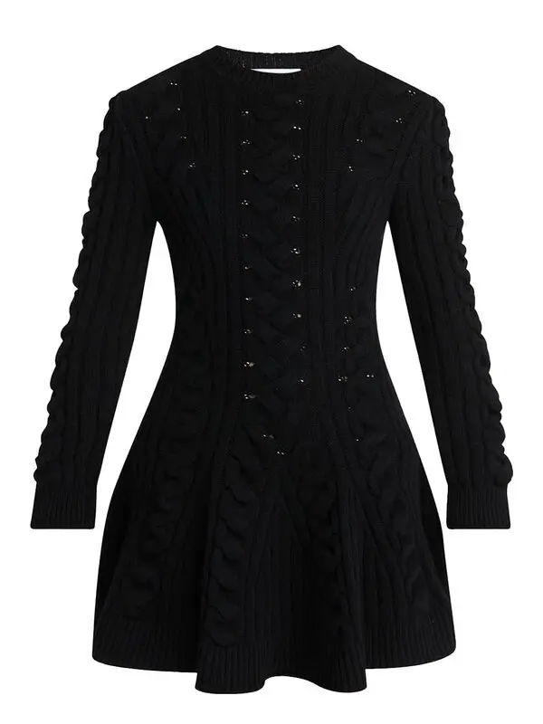 Alexander McQueen Cable-knit Wool-cashmere Mini Dress - Black