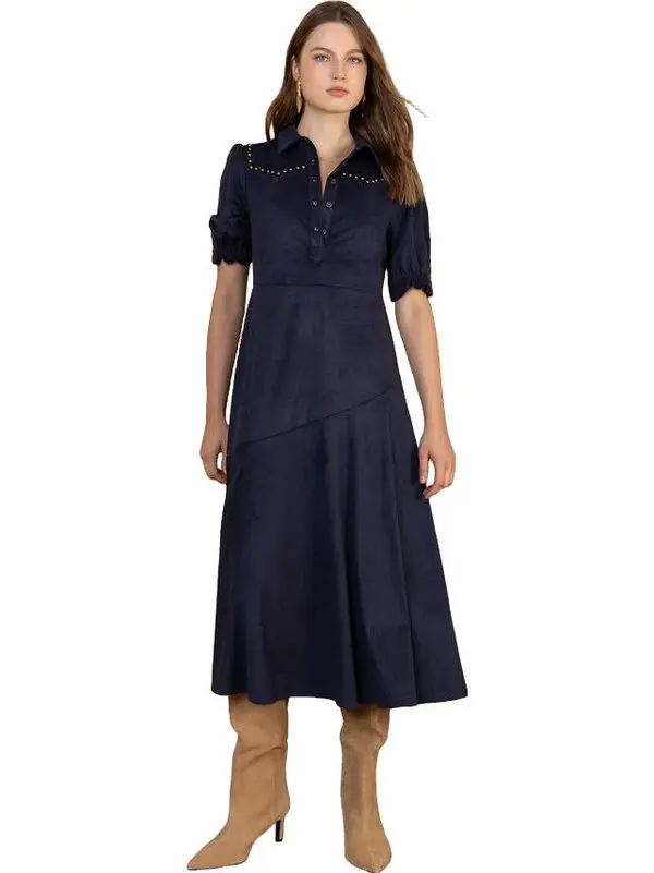 Hale Bob Kaisley Suede Midi Dress - Black