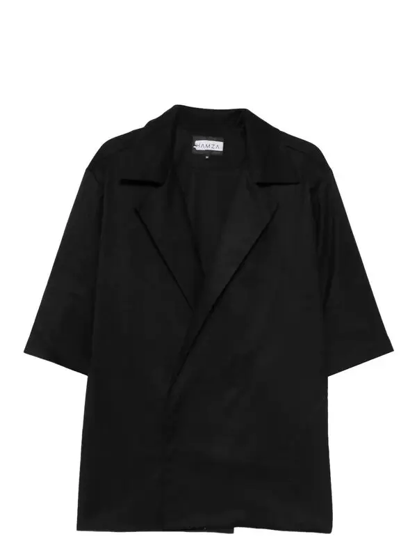 HAMZA Riviera Lapel-collar Short-sleeve Jacket - Black
