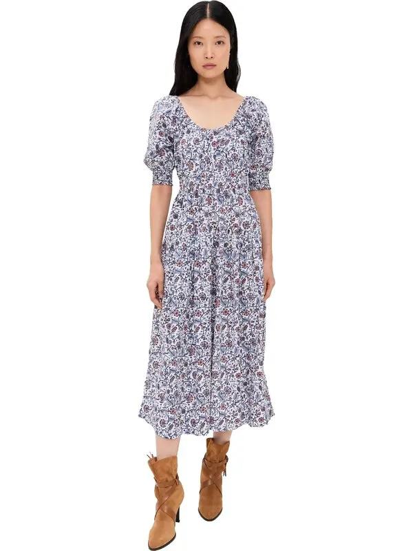 MAREA Midi Dress With Puff Sleeves - Cornucopia