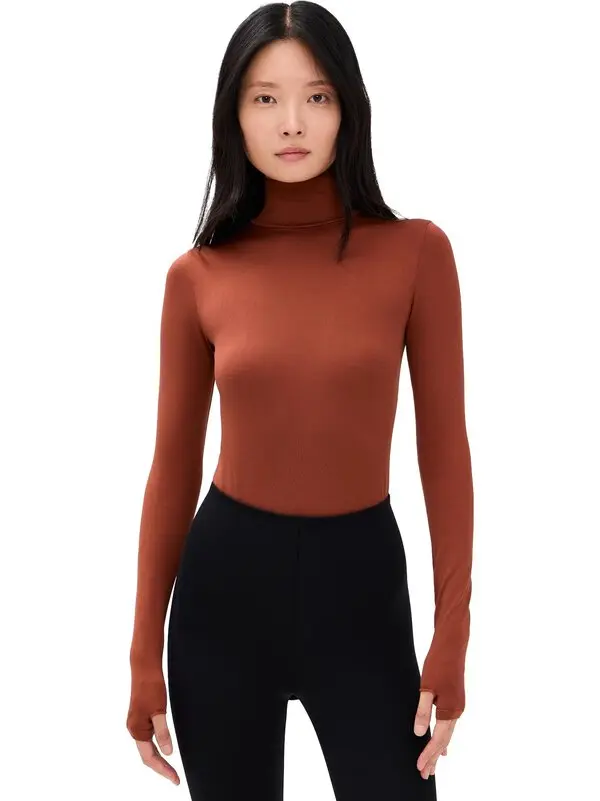 Commando Prima Ballet Turtleneck Thong Bodysuit - Brick