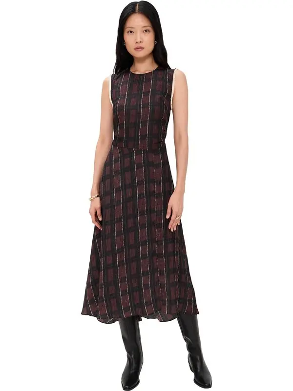 Baum Und Pferdgarten Atina Sleeveless Midi Dress - Dark Red Check