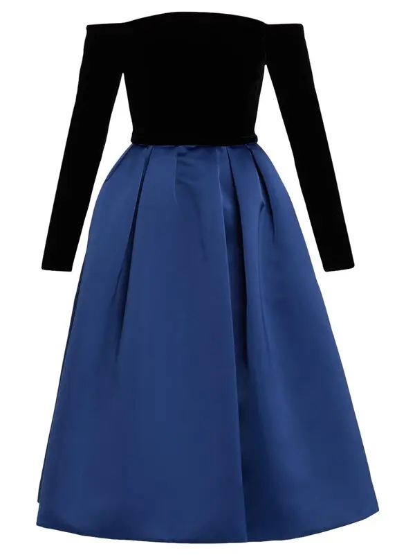 Carolina Herrera Off-shoulder Midi Dress - Dark Navy
