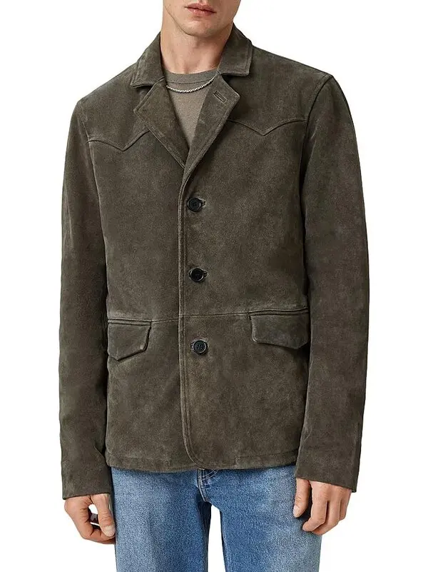 All Saints Hornett Suede Blazer - Gull Brown