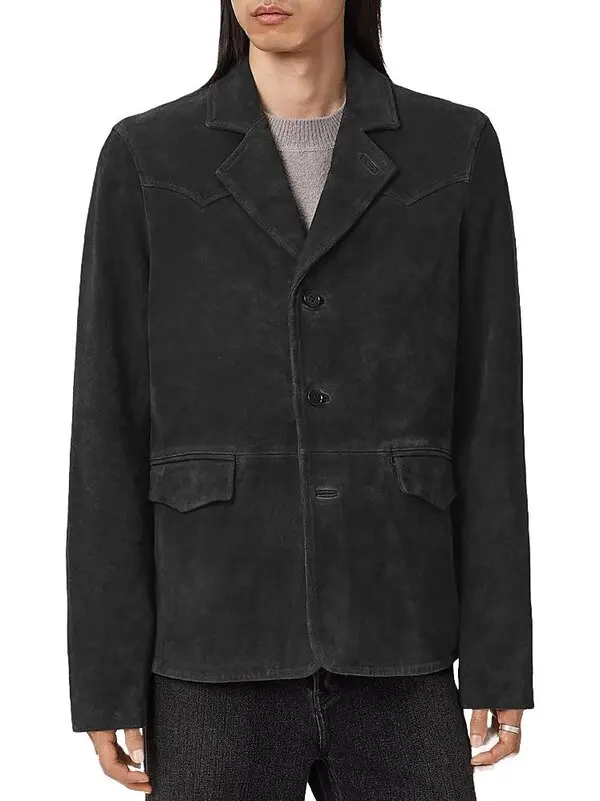 All Saints Hornett Suede Blazer - Twilight Black