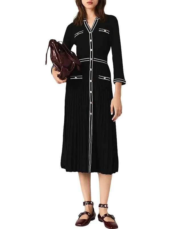 Maje Knit Midi Dress - Black