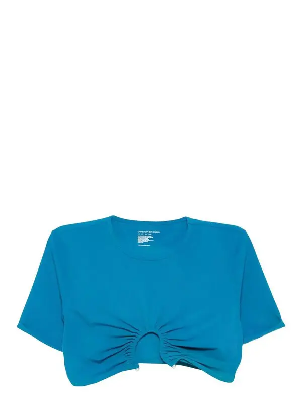 Christopher Esber Pearl-embellished Gathered Top - Blue