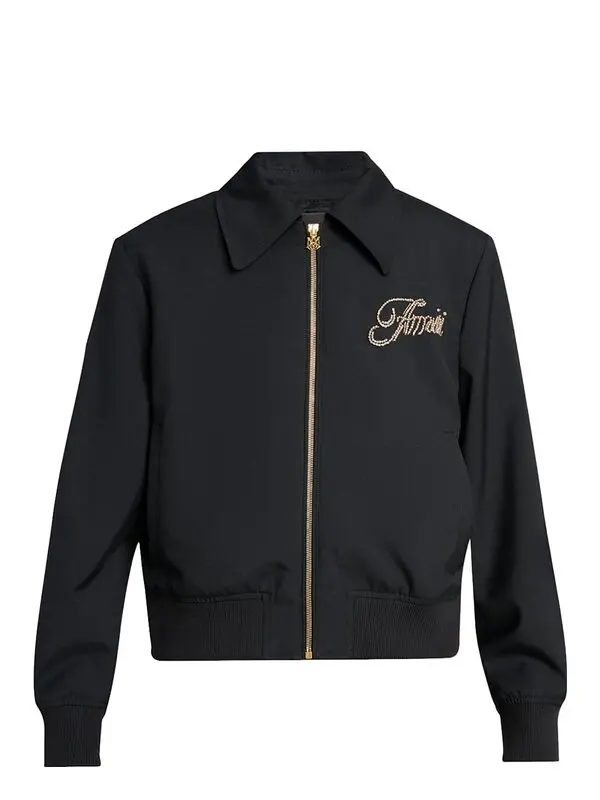 Amiri Crystal Club Satin Blouson - Black