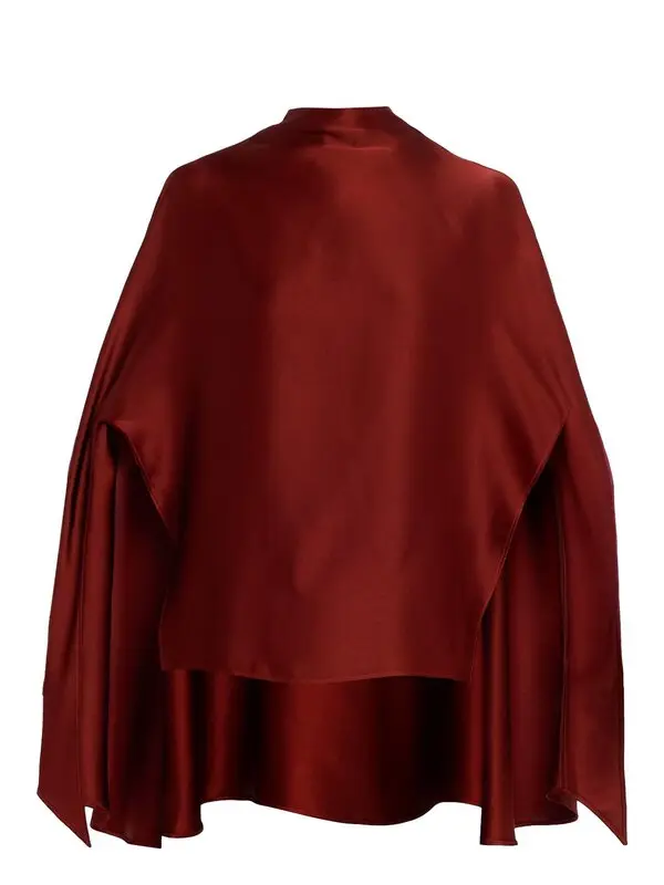 Lapointe Mock-neck Satin Cape Top - Rust