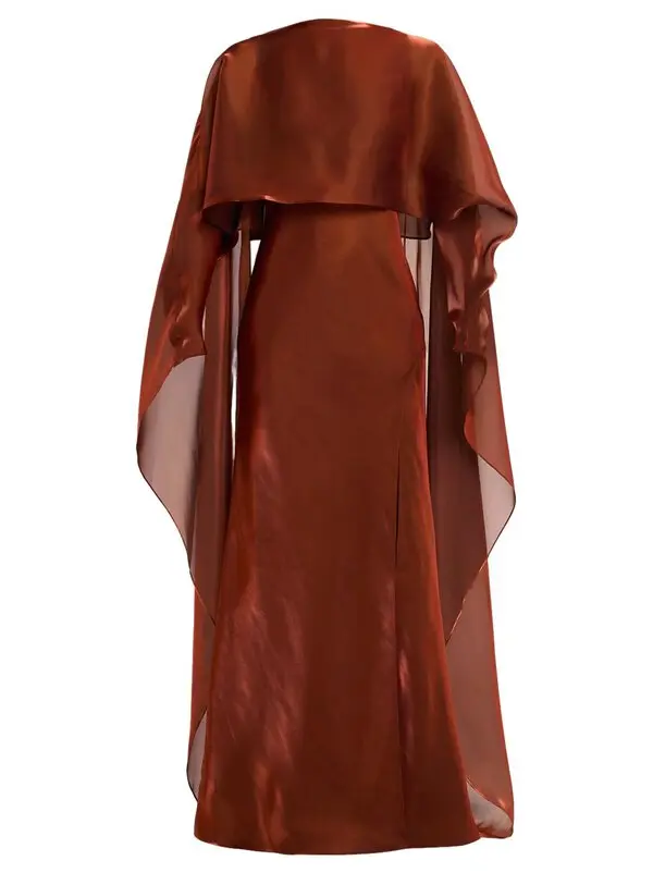 Lapointe Draped Metallic Organza Gown - Rust