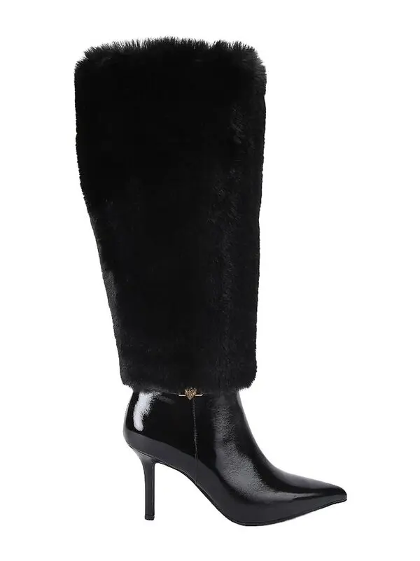 Kurt Geiger Faux Fur Kensington Boots - Charcoal