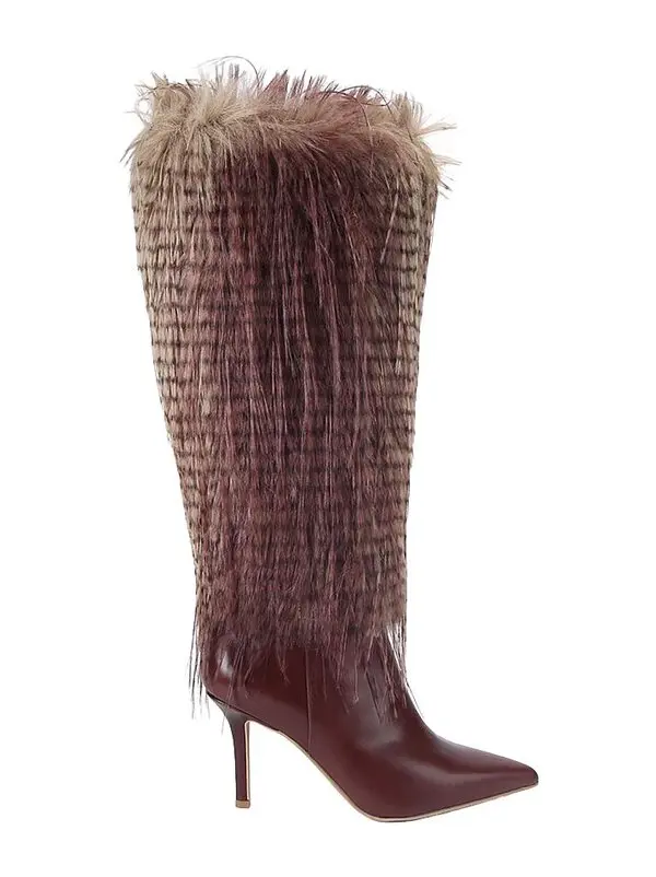 Kurt Geiger Faux Fur Kensington Boots - Open Red