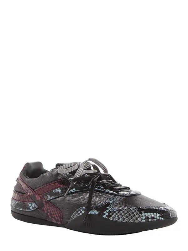 Miu Miu Snake Embossed Leather Sneakers - Brown/blue