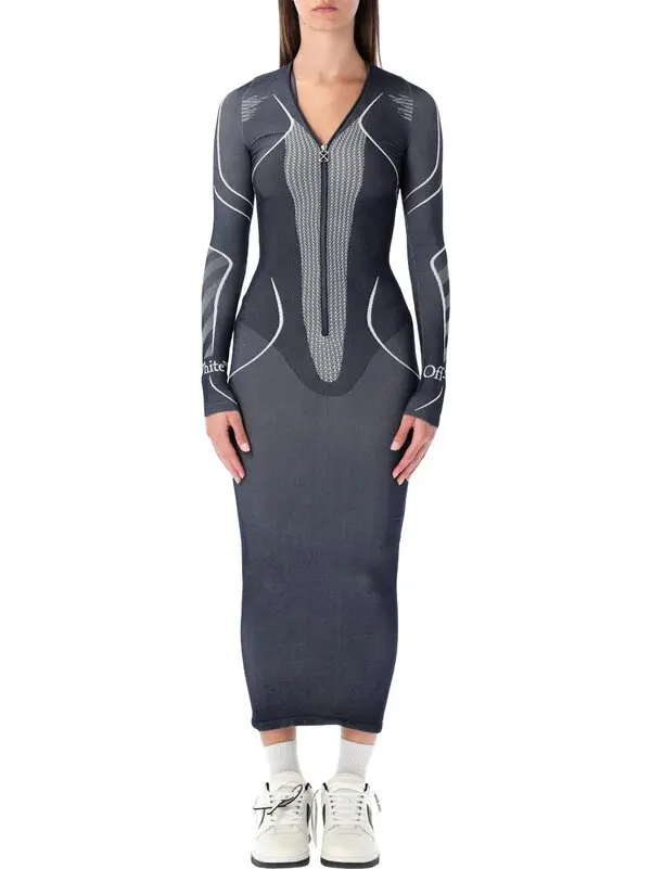 Off-White Diag Seamless Zip Front Dress - Blue Iris