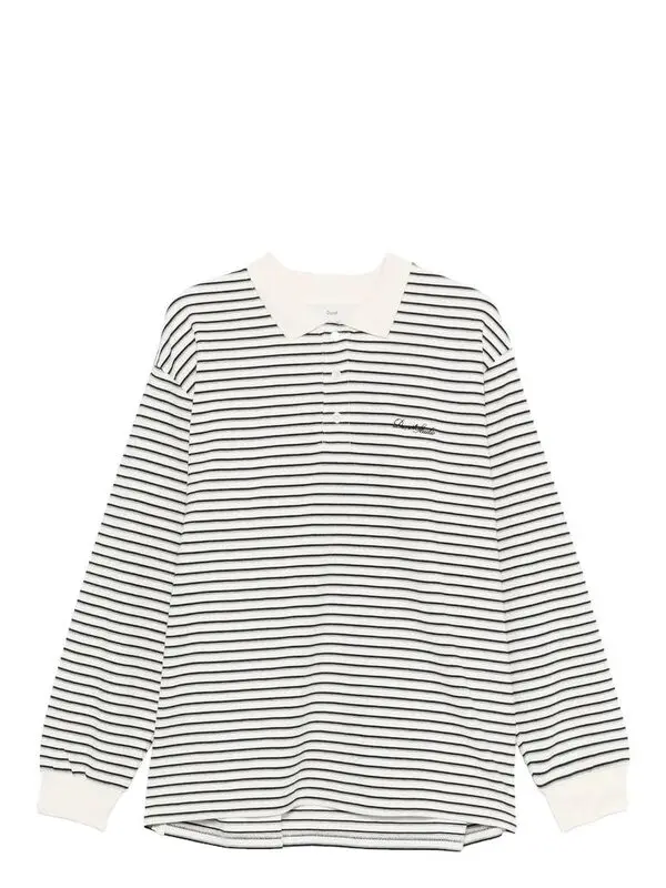 DUNST Striped Long Sleeve Polo Shirt - Multicolor