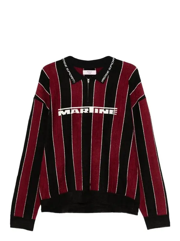 Martine Rose Striped Half Zip Sweater - Red