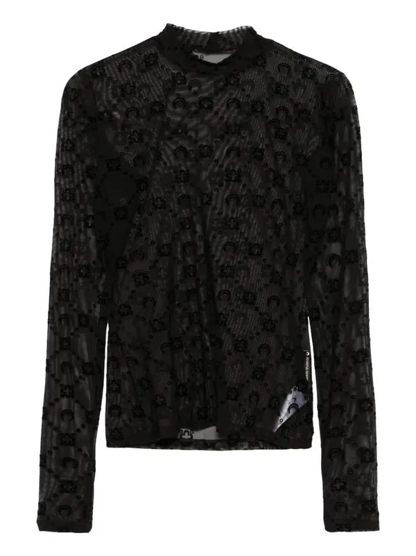 MARINE SERRE Monogram High-neck Top - Black