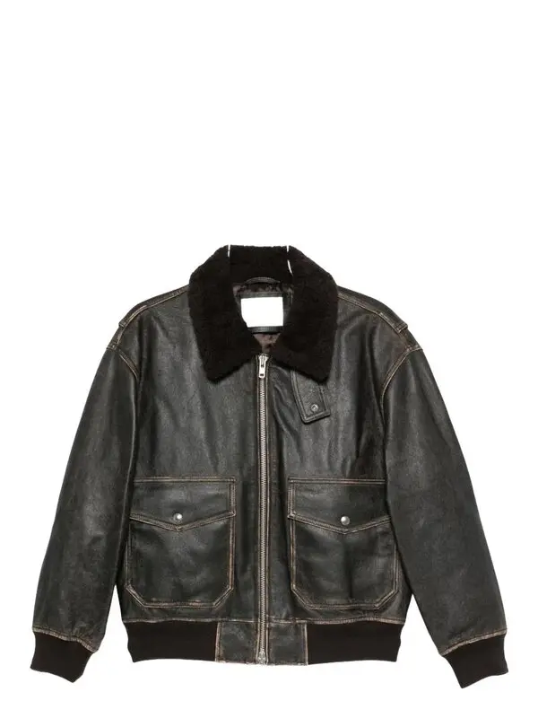 DUNST Leather Shearling Jacket - Brown