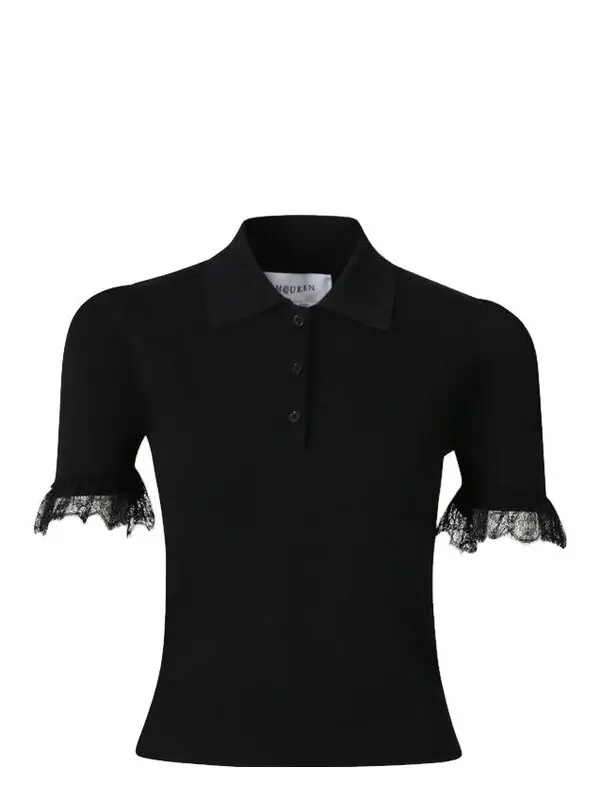 Alexander McQueen Lace Point Polo - Black
